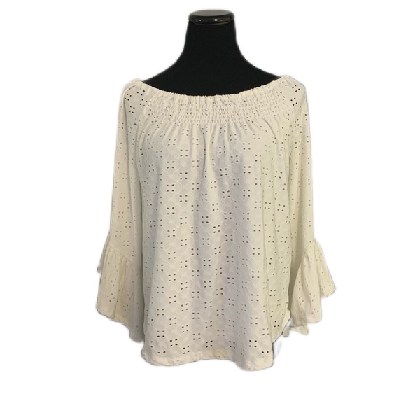 Melissa Paige | Tops | Melissa Paige Sz Sp White Eyelet Long Sleeve ...